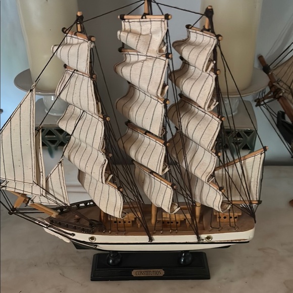Accents | Nautical Model Ship With White Sails | Poshmark